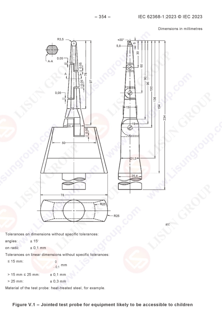 IEC 62368 Figure V.1 Standard Jointed Test Probe and Unjointed Test ...