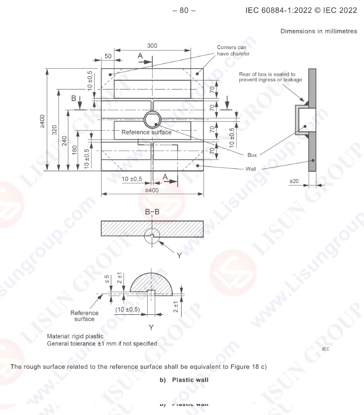 IEC 60884-1 Clause 16.2 Figure 18 Test Wall for Concealed Socket IP ...